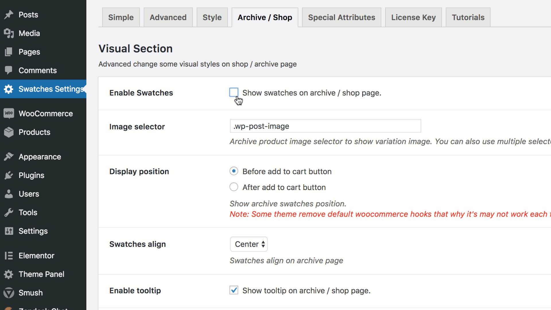 Archive Mode – WooCommerce Variation Swatches Demo